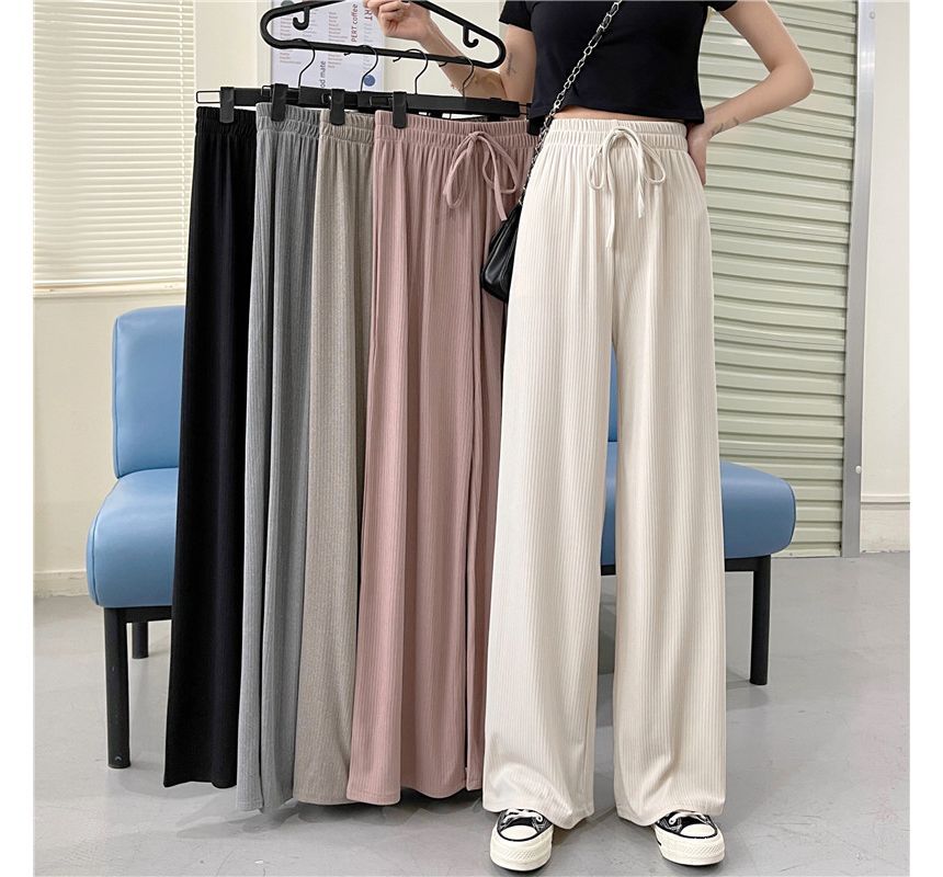 WIDE-LEG DRAWSTRING TROUSERS – coolfairy