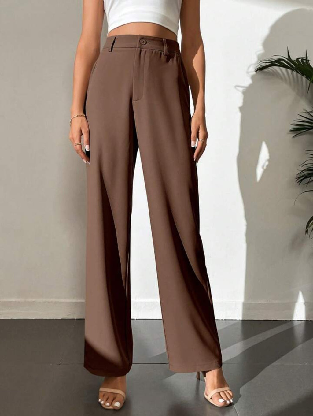 HIGH WAIST STRAIGHT LEG BUTTON FORMAL TROUSERS – coolfairy